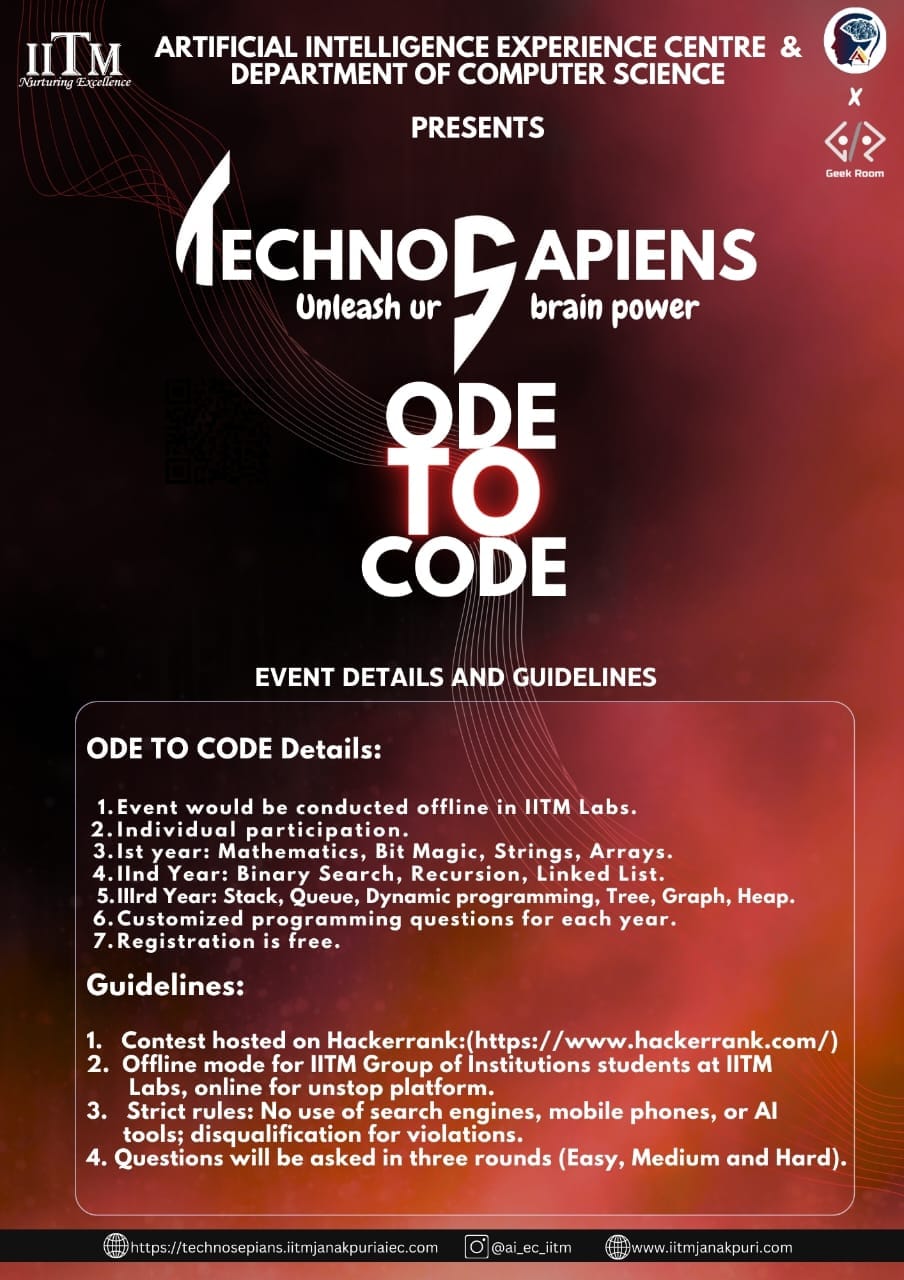 Techno-Sapiens 2024: AI/ML Inter-college Technical Fest by IITM, Janakpuri
