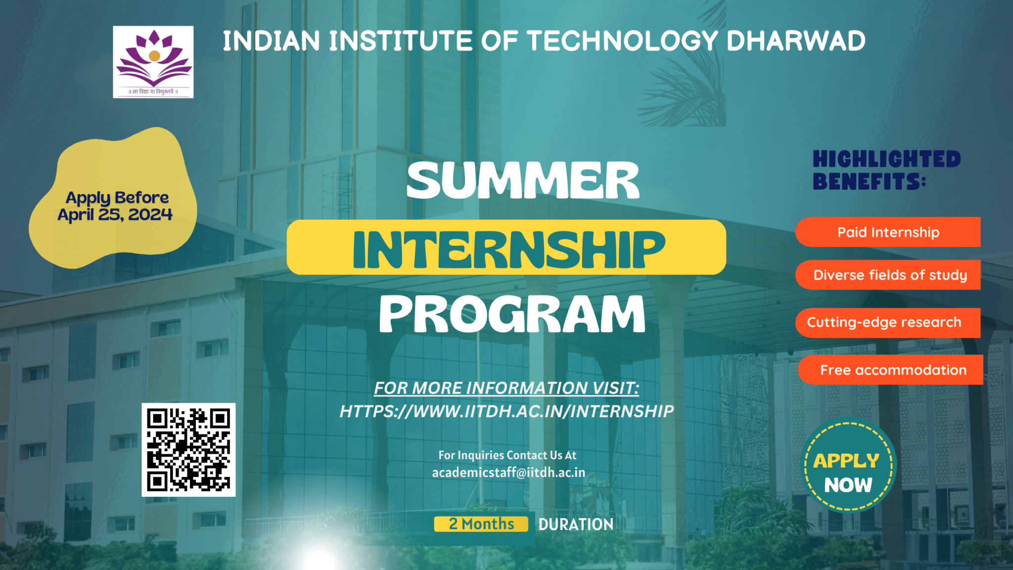 Summer Internship Program 2024 at IIT Dharwad