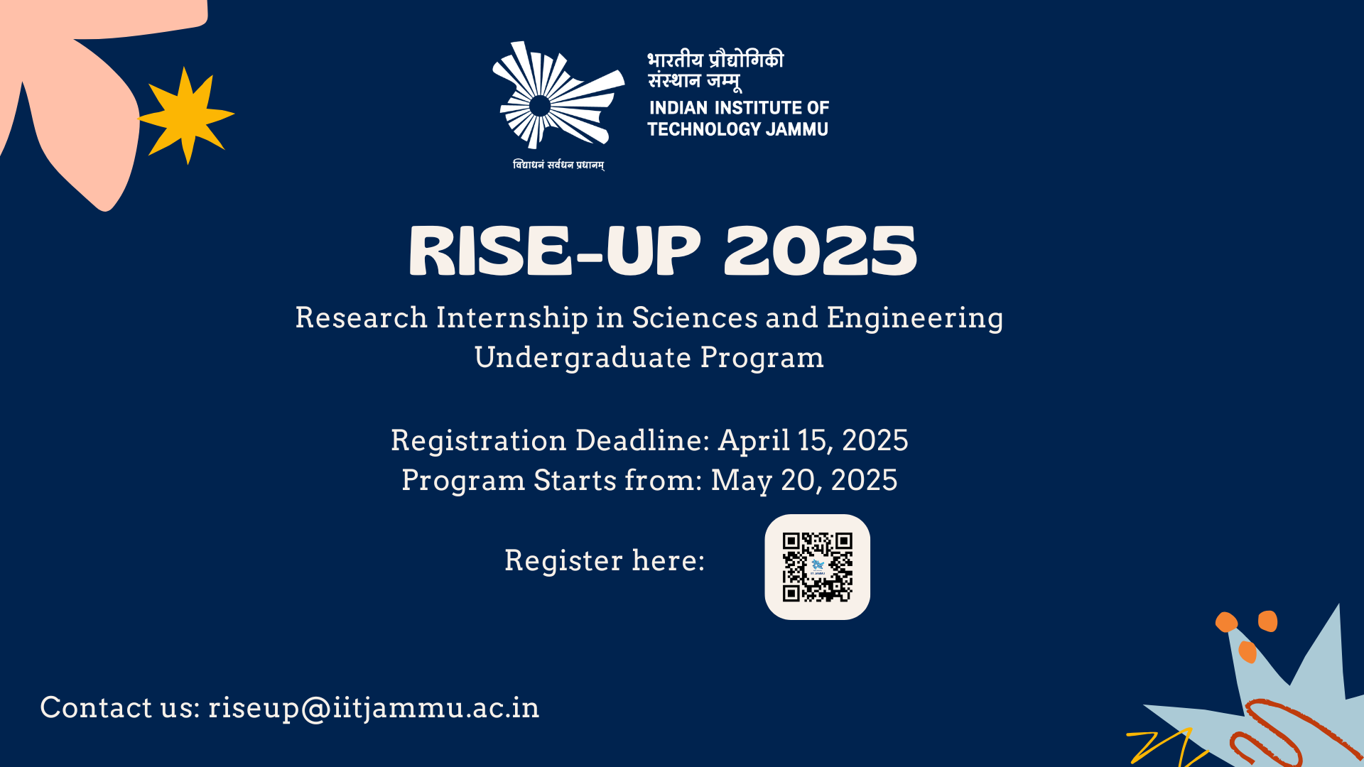 RISE-UP Undergraduate Research Internship 2025 at IIT Jammu